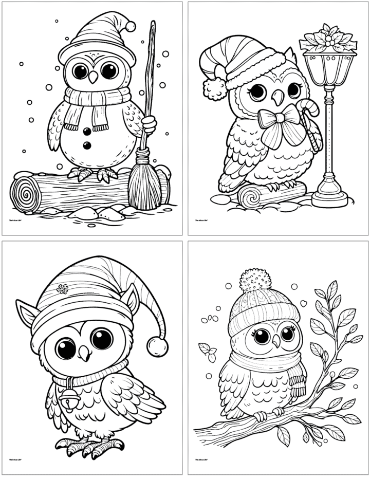 13+ Free Printable Christmas Owl Coloring Pages for Kids - The Artisan Life