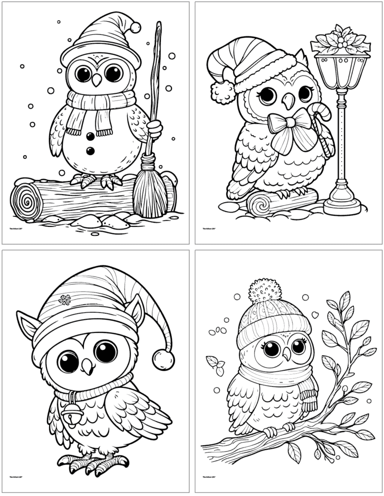 13+ Free Printable Christmas Owl Coloring Pages for Kids - The Artisan Life