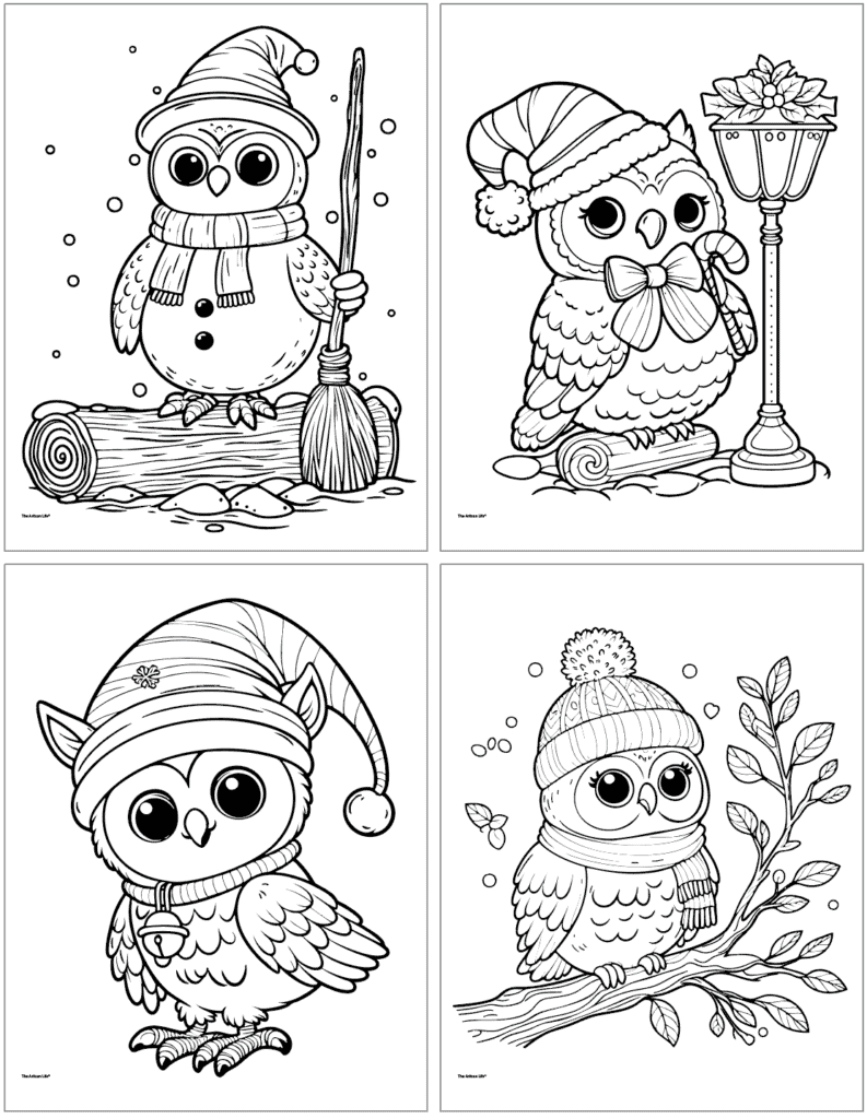 13+ Free Printable Christmas Owl Coloring Pages for Kids - The Artisan Life