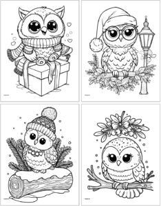 13+ Free Printable Christmas Owl Coloring Pages for Kids - The Artisan Life