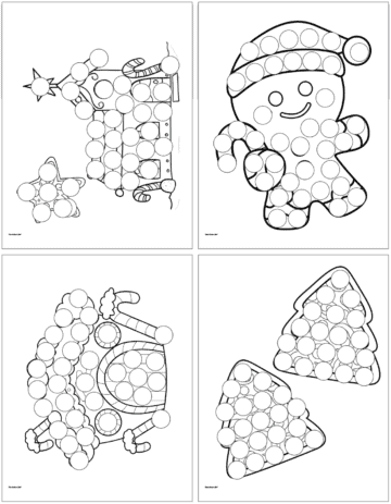 Free Printable Gingerbread Dot Marker Coloring Pages - The Artisan Life