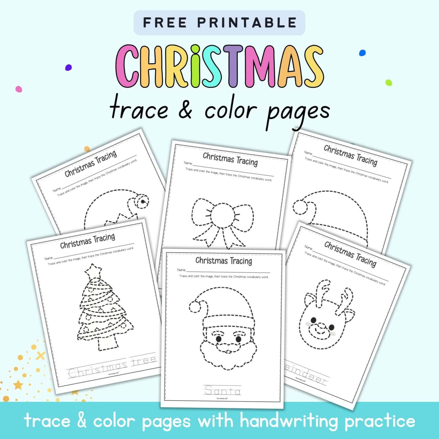 Free Printable Christmas Tracing Worksheets - The Artisan Life