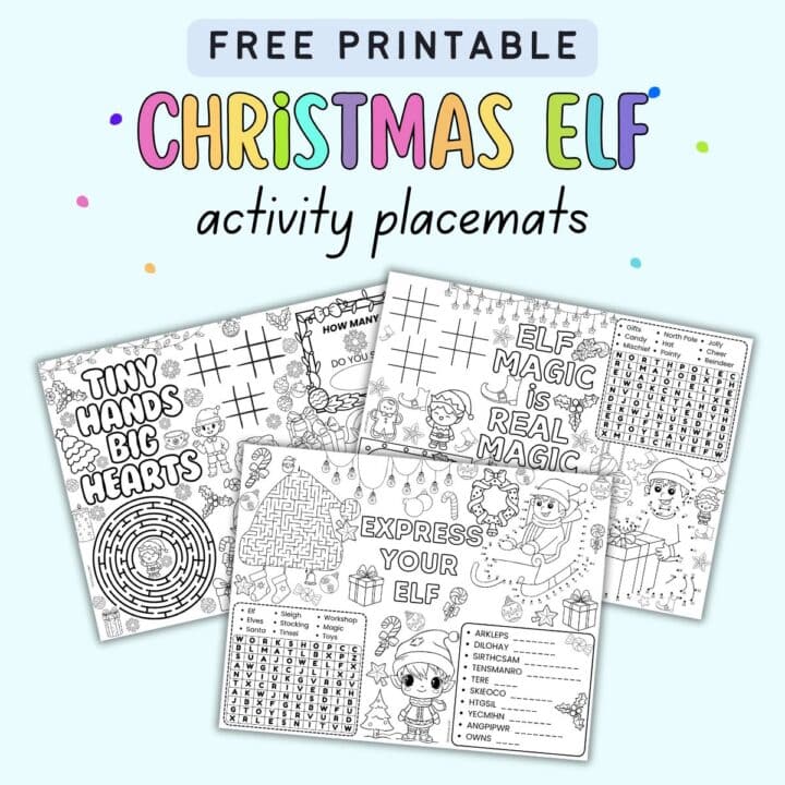 Free Printable Elf Activity Placemats - The Artisan Life