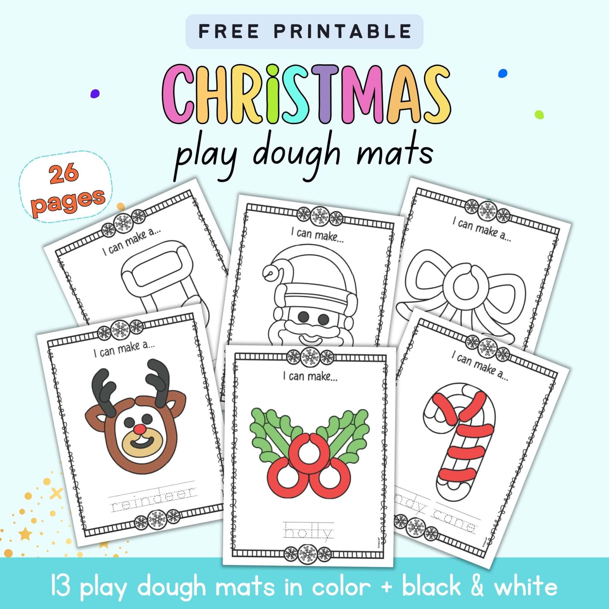 Free Printable Christmas Play Dough Mats - The Artisan Life