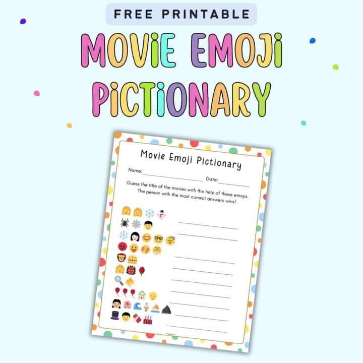 Free Printable Kid's Movie Emoji Pictionary - The Artisan Life