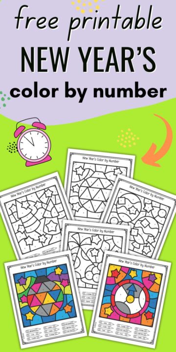 Free Printable New Year's Color by Number Worksheets - The Artisan Life