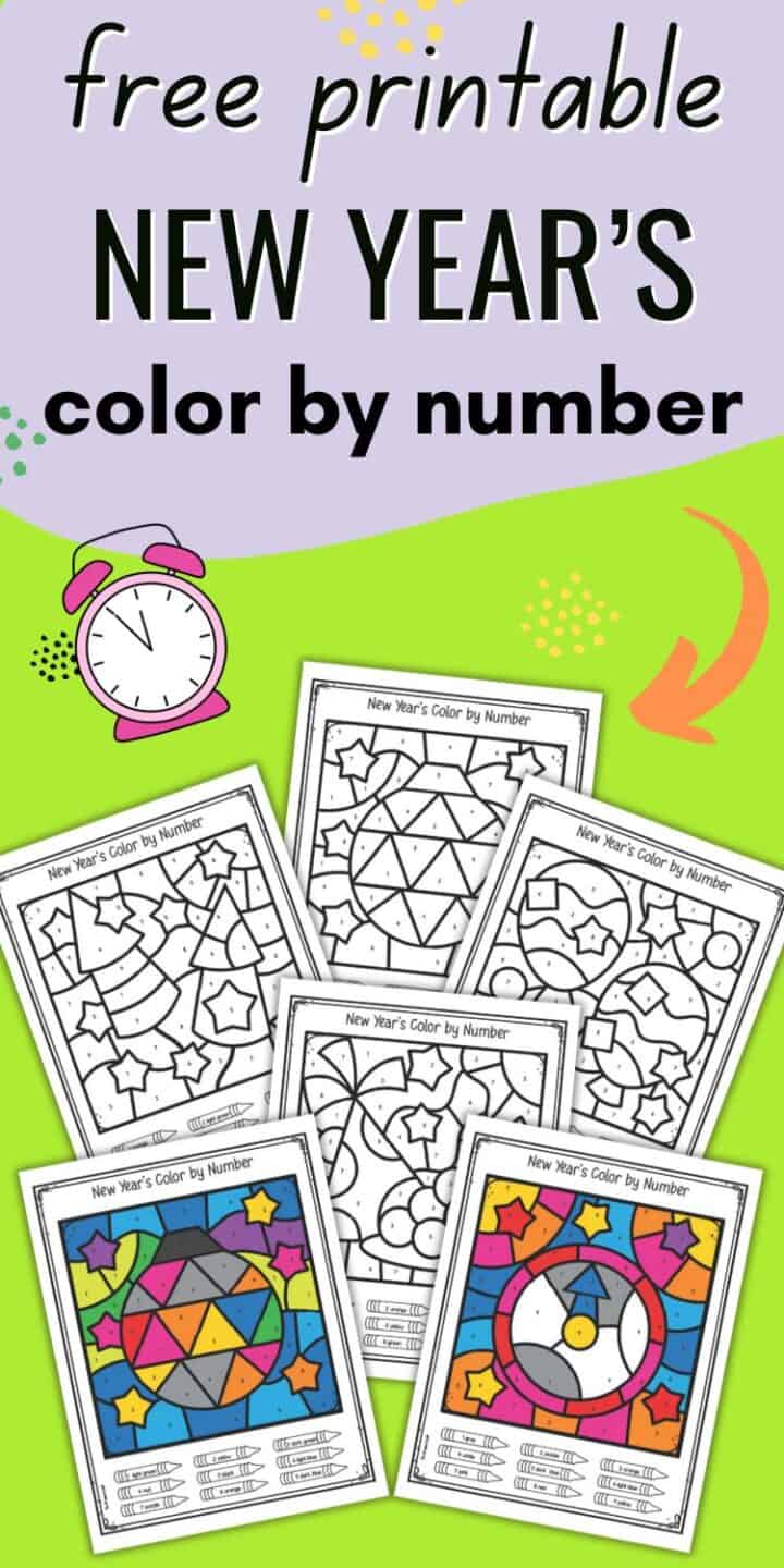 Free Printable New Year's Color by Number Worksheets - The Artisan Life