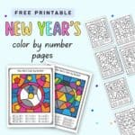 Free Printable New Year's Color by Number Worksheets - The Artisan Life