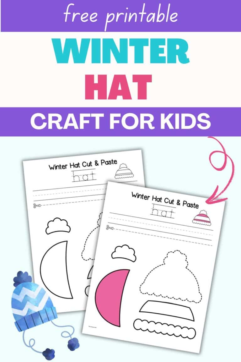 Free Printable Winter Hat Cut and Paste Craft - The Artisan Life
