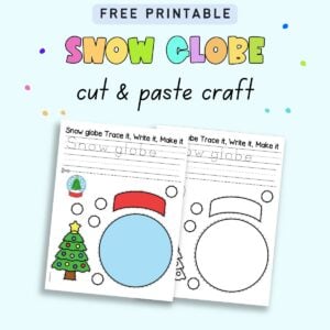 Free Printable Snow Globe Cut and Paste Craft - The Artisan Life