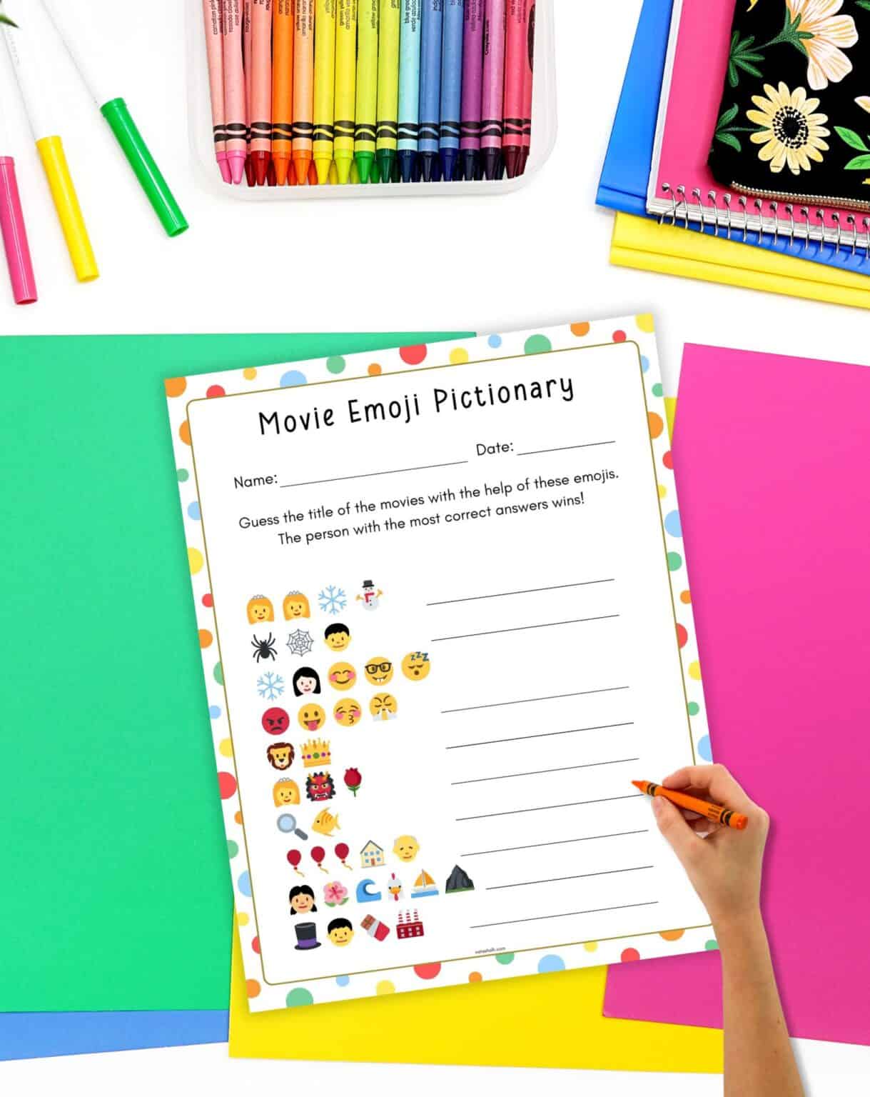Free Printable Kid's Movie Emoji Pictionary - The Artisan Life