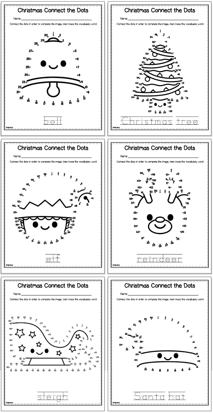 Free Printable Christmas Dot to Dot Worksheets - The Artisan Life