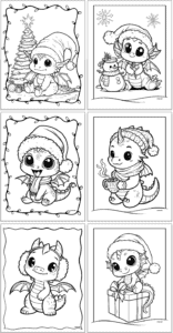 Free Printable Cute Christmas Dragon Coloring Pages - The Artisan Life