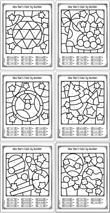 Free Printable New Year's Color by Number Worksheets - The Artisan Life