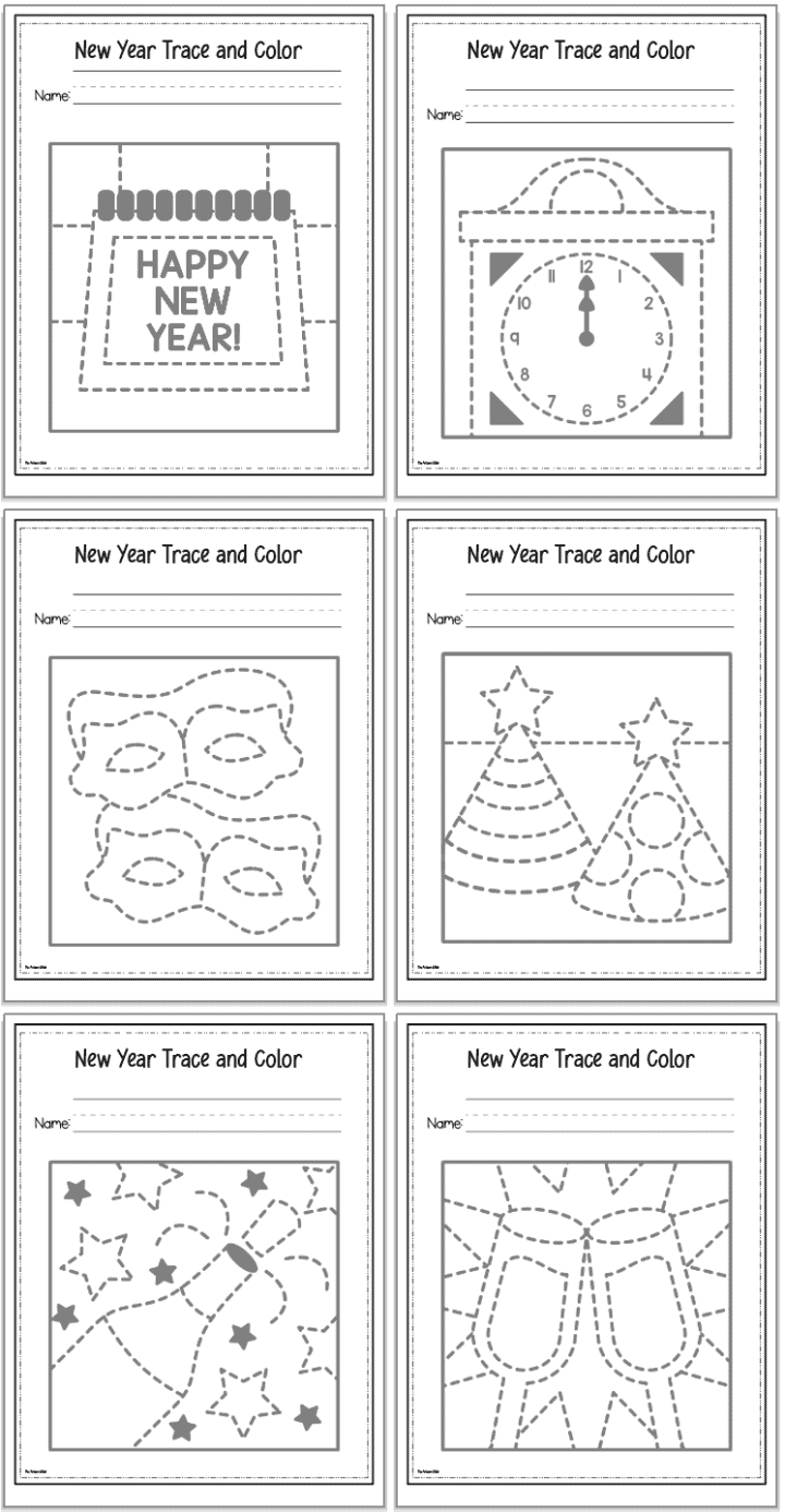 Free Printable New Year Tracing Worksheets - The Artisan Life