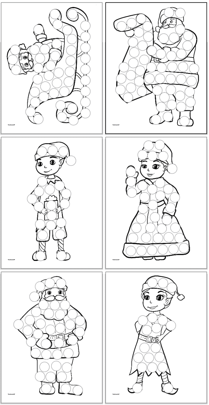 Free Printable Santa Dot Marker Coloring Pages - The Artisan Life
