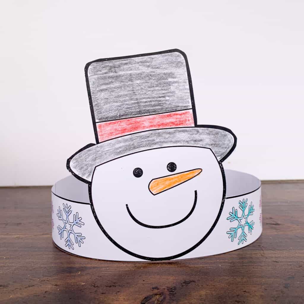 Free Printable Snowman Crown Craft for Kids - The Artisan Life