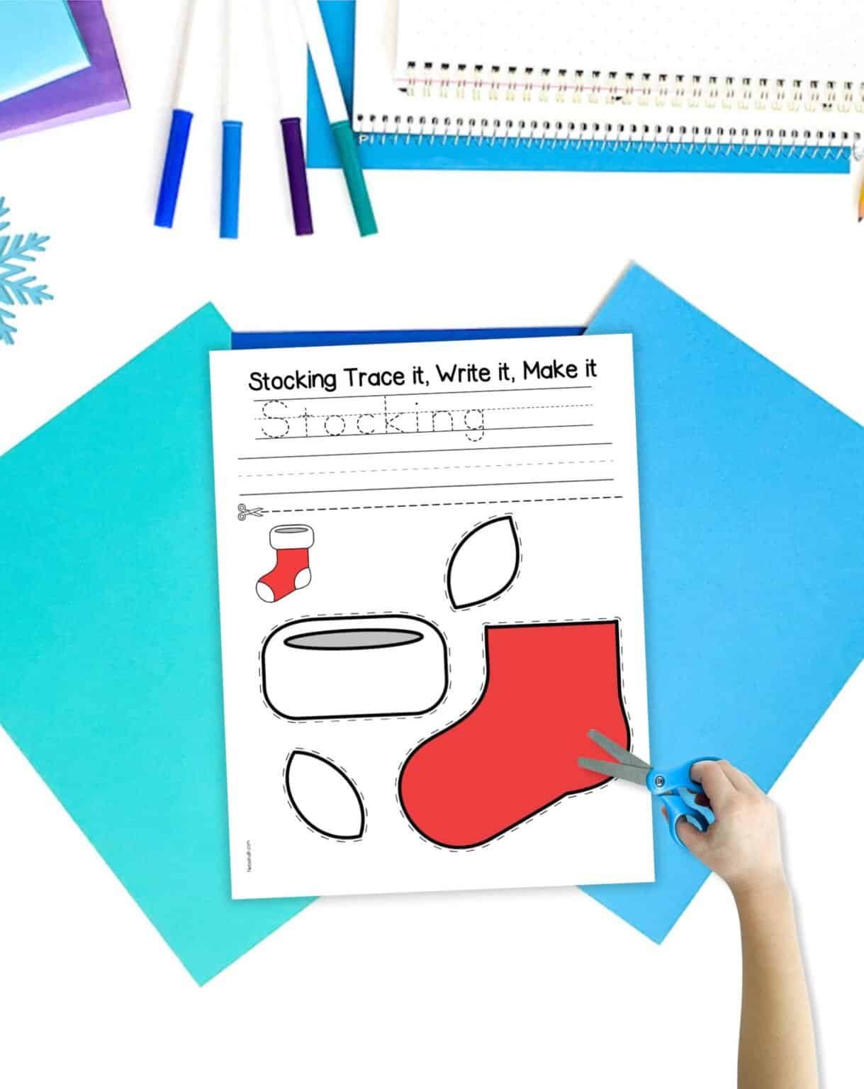 Free Printable Stocking Cut & Paste Craft - The Artisan Life