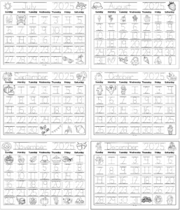 Free Printable Traceable Calendars for Kids - The Artisan Life