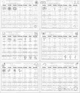 Free Printable Traceable Calendars for Kids - The Artisan Life