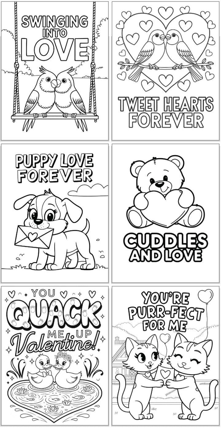 Free Printable Cute Valentine's Day Animals Coloring Pages for Kids ...