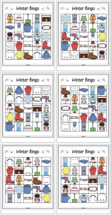 Free Printable Winter Bingo - 20 cards - The Artisan Life
