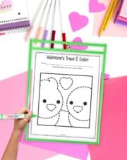Free Printable Valentine's Day Trace & Color Worksheets - The Artisan Life