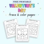 Free Printable Valentine's Day Trace & Color Worksheets - The Artisan Life