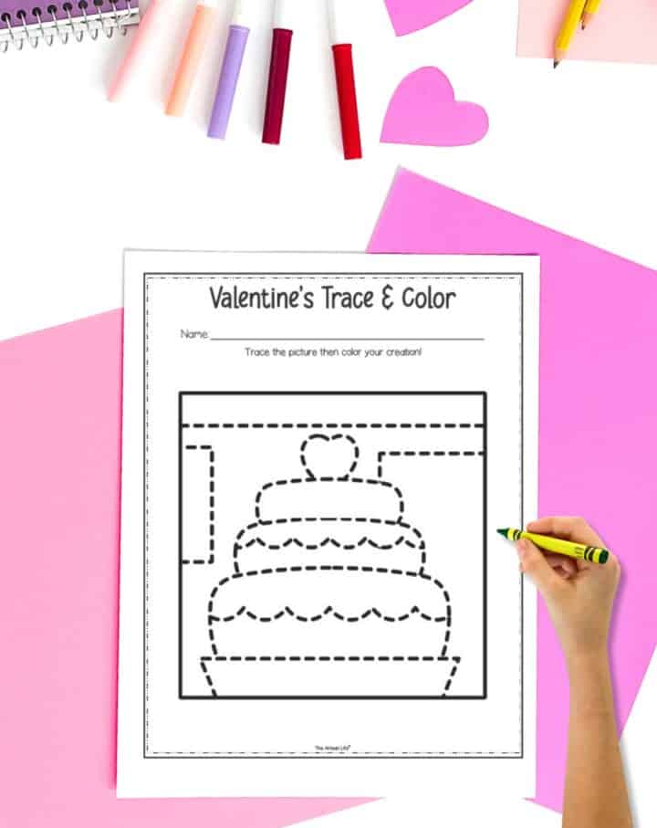 Free Printable Valentine's Day Trace & Color Worksheets - The Artisan Life