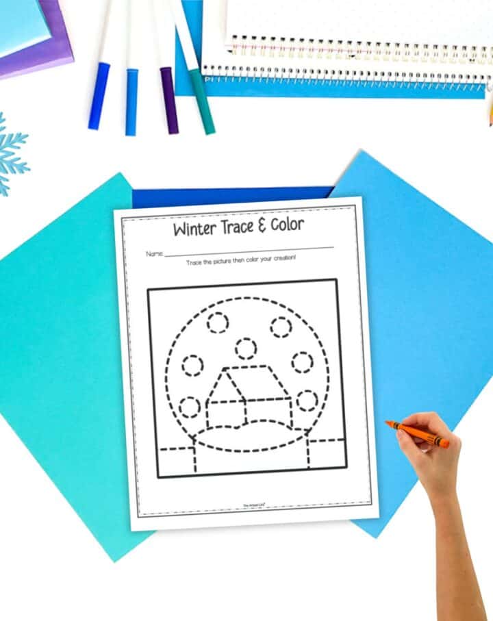Free Printable Winter Trace & Color Worksheets - The Artisan Life