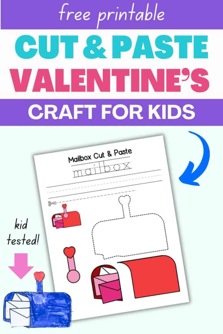 Free Printable Valentine's Mailbox Cut and Paste Craft - The Artisan Life