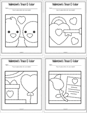 Free Printable Valentine's Day Trace & Color Worksheets - The Artisan Life