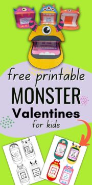Free Printable Monster Valentines for Kids - The Artisan Life