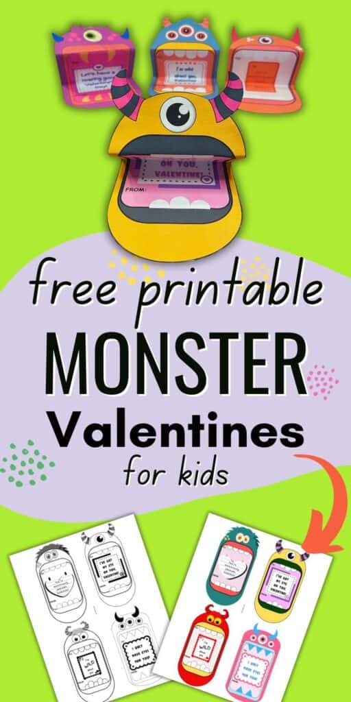 Free Printable Monster Valentines for Kids - The Artisan Life