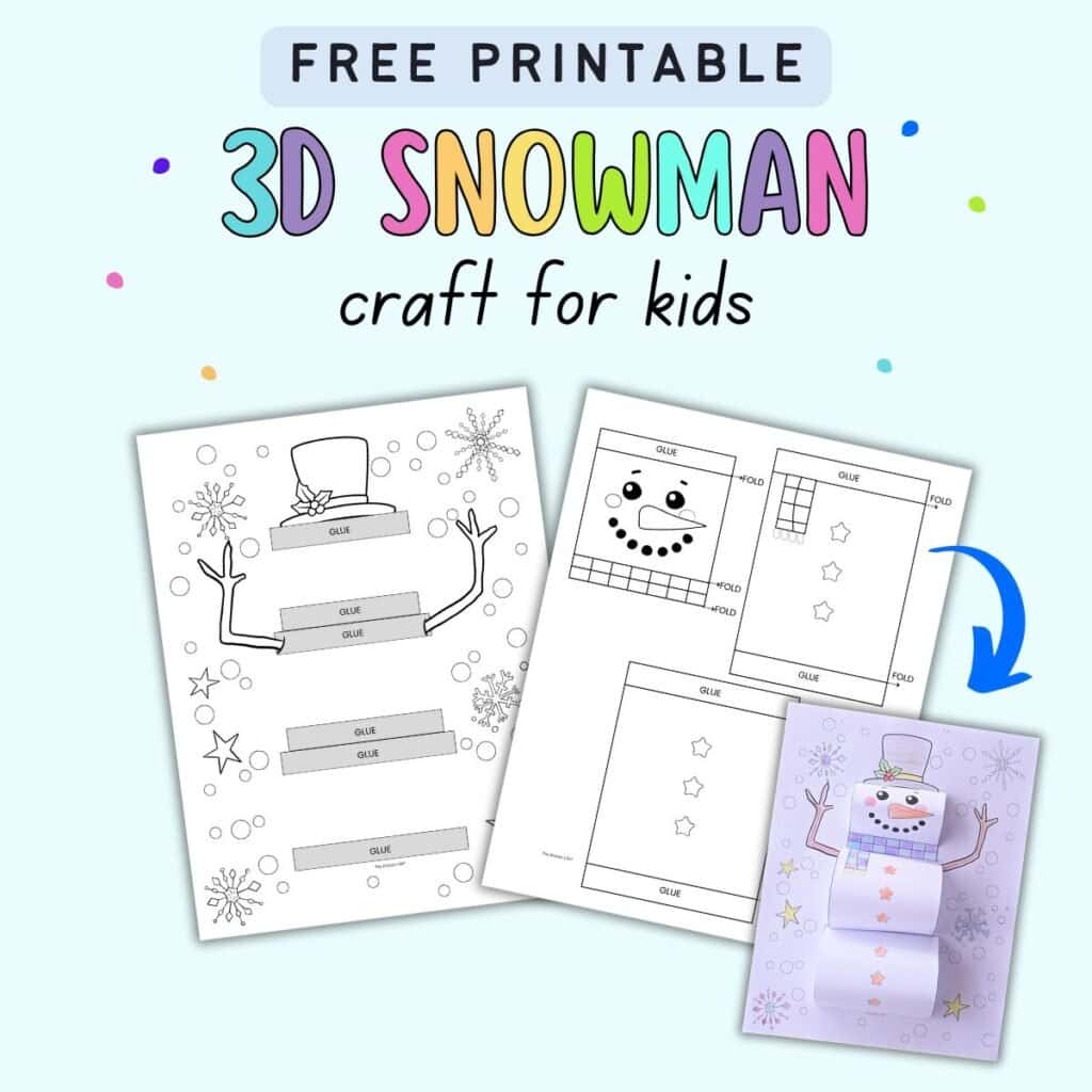 Free Printable 3D Snowman Craft for Kids - The Artisan Life