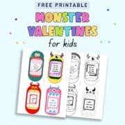 Free Printable Monster Valentines for Kids - The Artisan Life