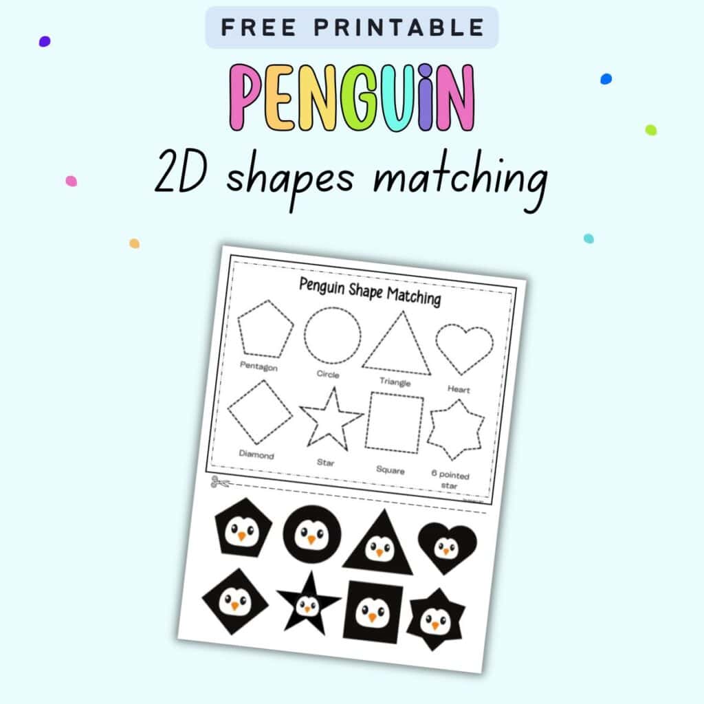 Penguin 2D Shapes Matching Activity - The Artisan Life