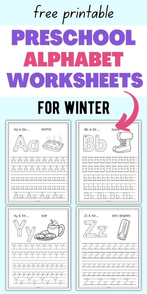 Free Printable Alphabet Worksheets for Winter - The Artisan Life