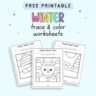 Free Printable Winter Trace & Color Worksheets - The Artisan Life