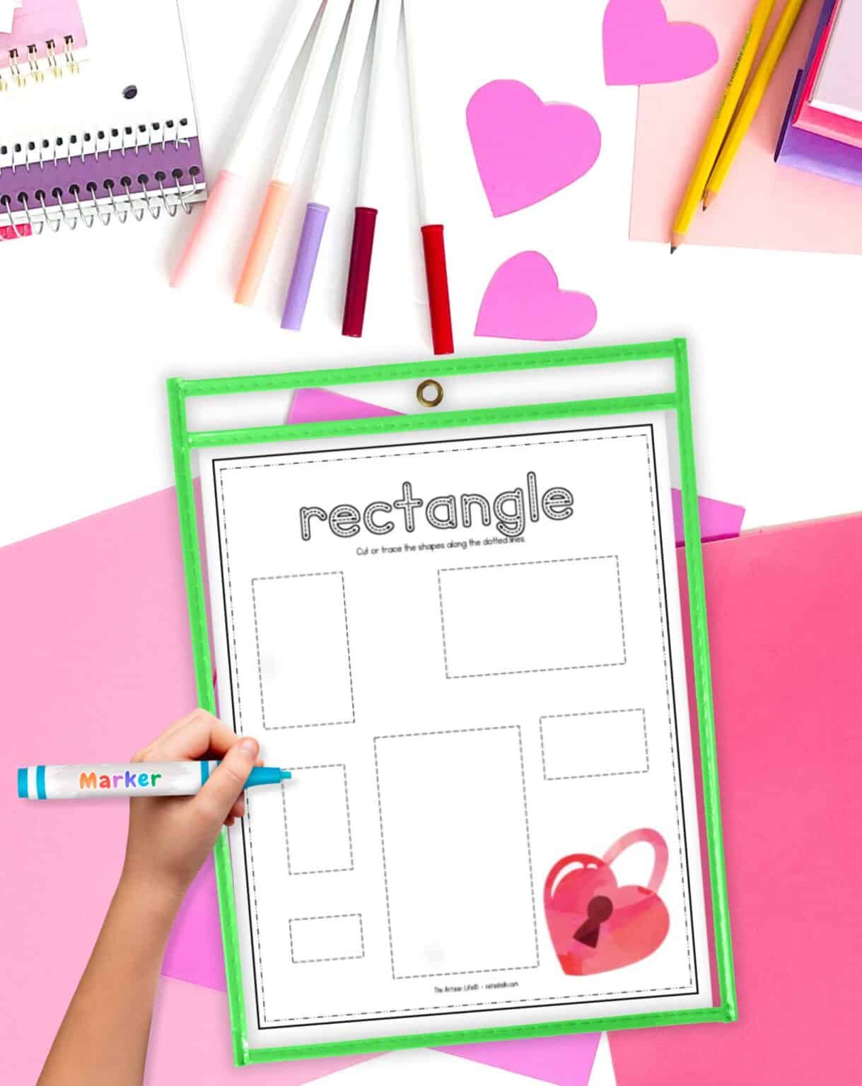 Free Printable Valentine's Shape Tracing Worksheets for Preschoolers ...