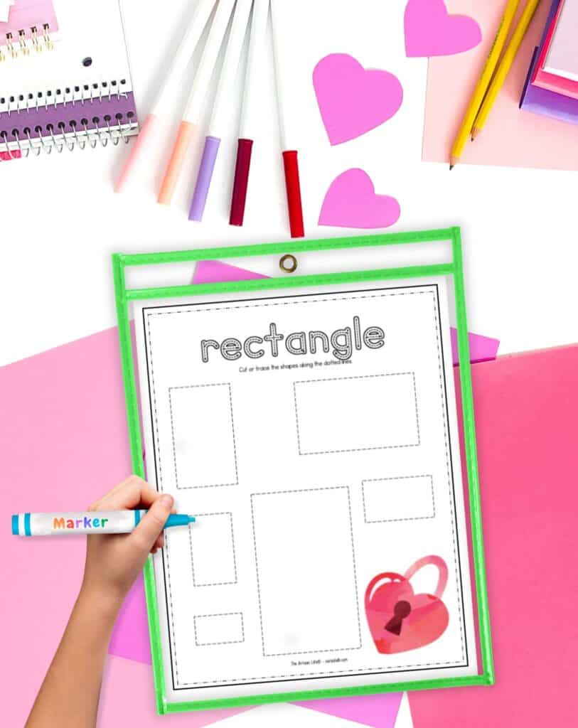 Free Printable Valentine's Shape Tracing Worksheets for Preschoolers ...