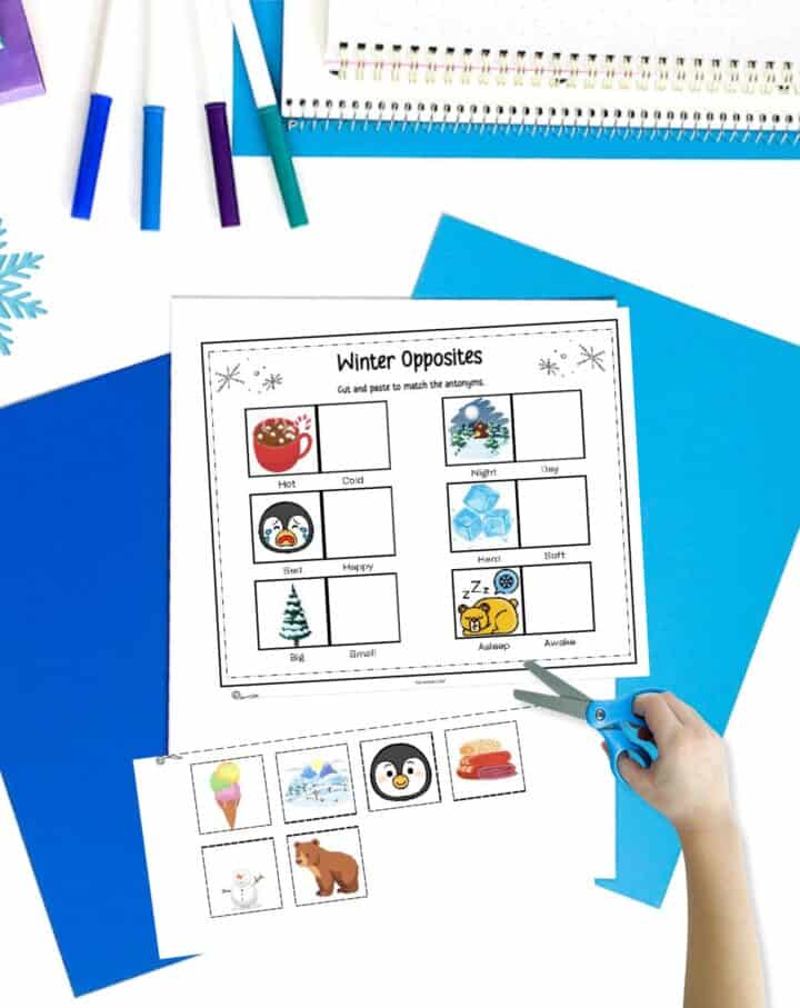 Free Printable Winter Opposites Words Activity - The Artisan Life