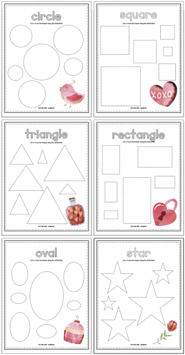 Free Printable Valentine's Shape Tracing Worksheets for Preschoolers ...