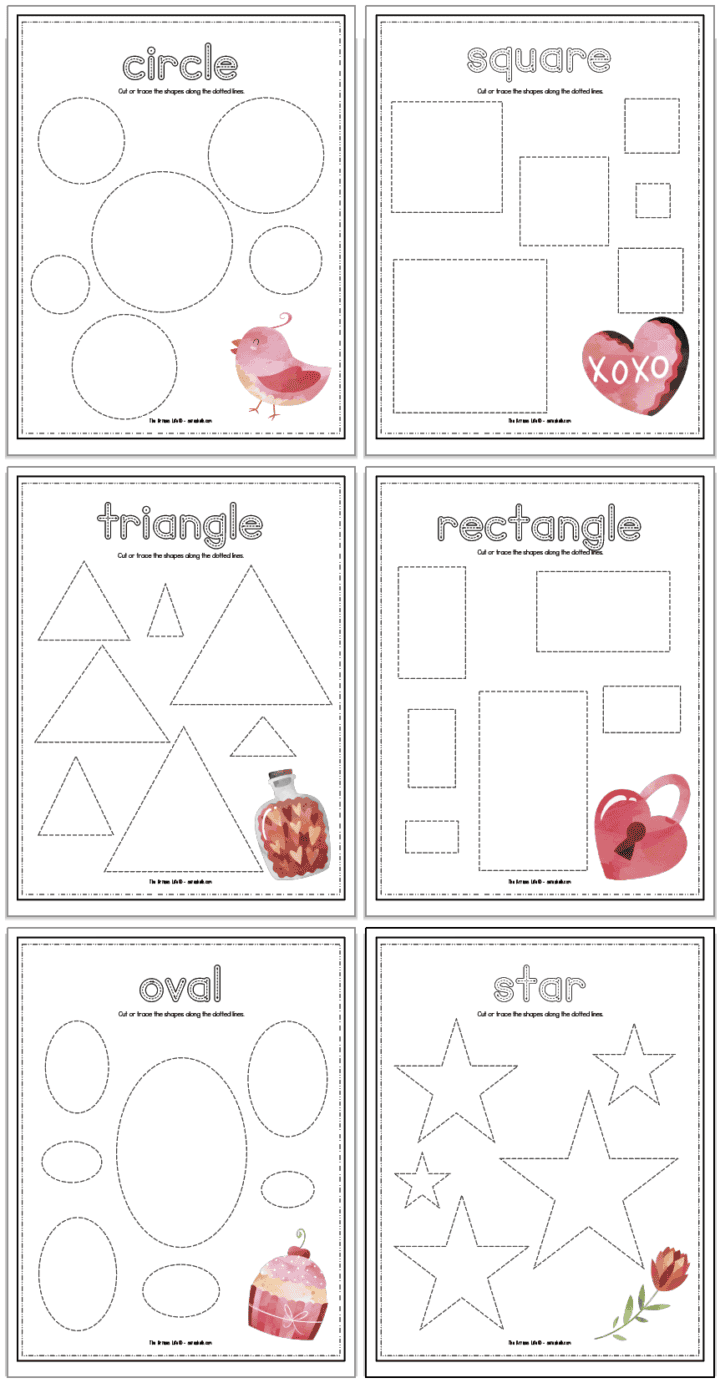 Free Printable Valentine's Shape Tracing Worksheets for Preschoolers ...