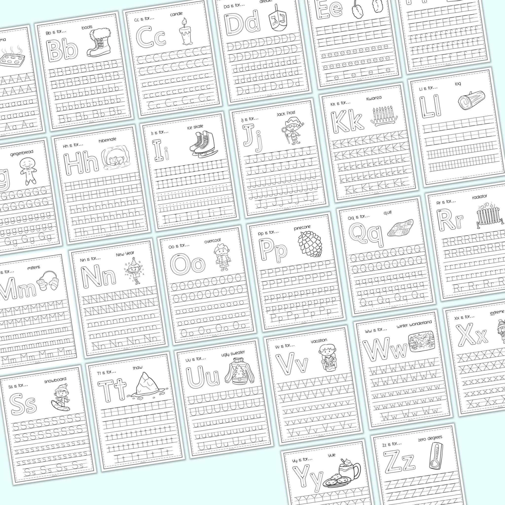 Free Printable Alphabet Worksheets for Winter - The Artisan Life