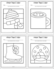 Free Printable Winter Trace & Color Worksheets - The Artisan Life