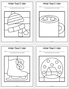 Free Printable Winter Trace & Color Worksheets - The Artisan Life
