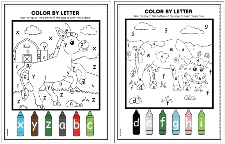 Free Printable Farm Animal Color by Letter Pages - The Artisan Life