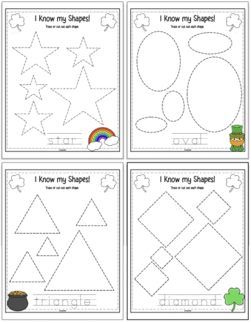 Free Printable St Patrick's Day Shape Tracing Worksheets - The Artisan Life