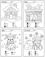 Free Printable Winter Color by Sight Word Worksheets - The Artisan Life